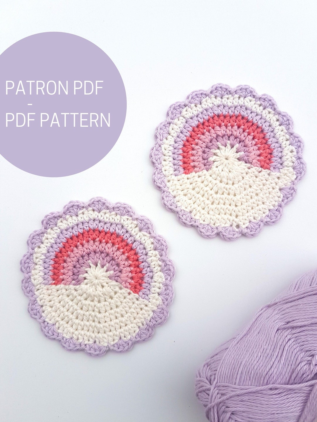 Crochet Rainbow Coaster PDF Pattern PDF Tutorial to Crochet a - Etsy