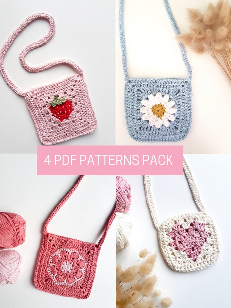 4 Bundle Pack Crochet Patterns, Tutorials to Crochet Small Granny ...