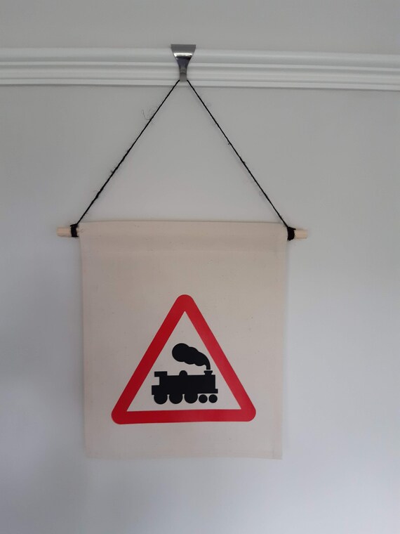 Train Road Sign Banner Wall Hanging | Etsy