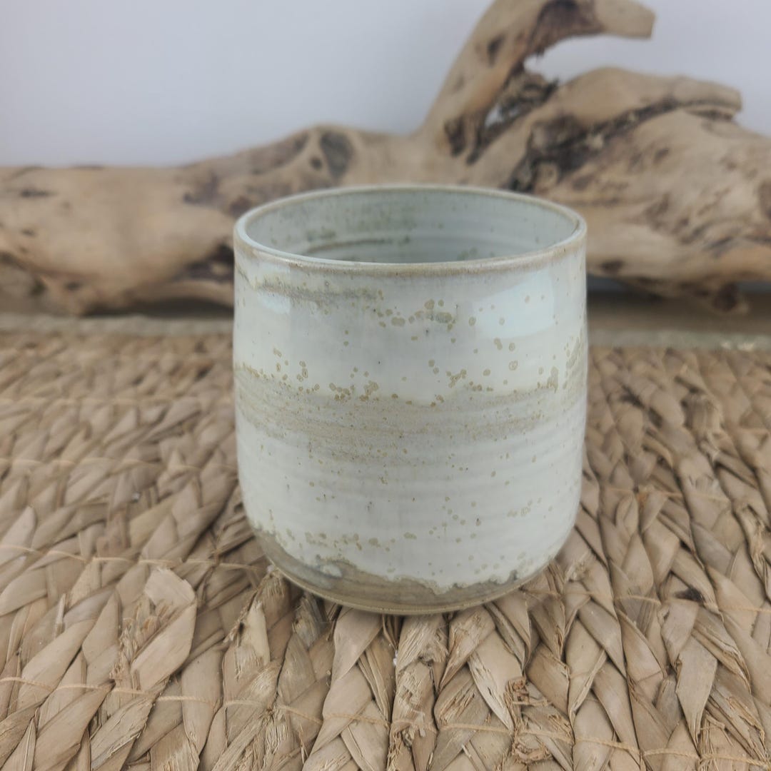 Handleless Mug/tumbler in White Enameled Stoneware for Your Hot Drinks ...