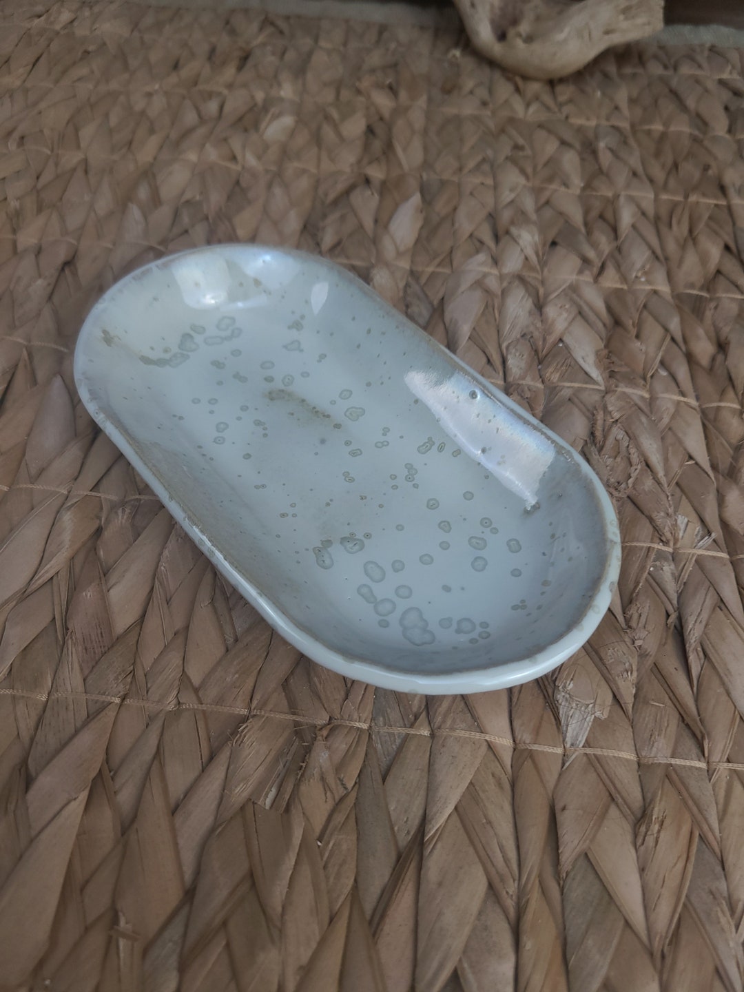 Small Oval Dish, Enameled Stoneware, White French Artisanal Creation to ...