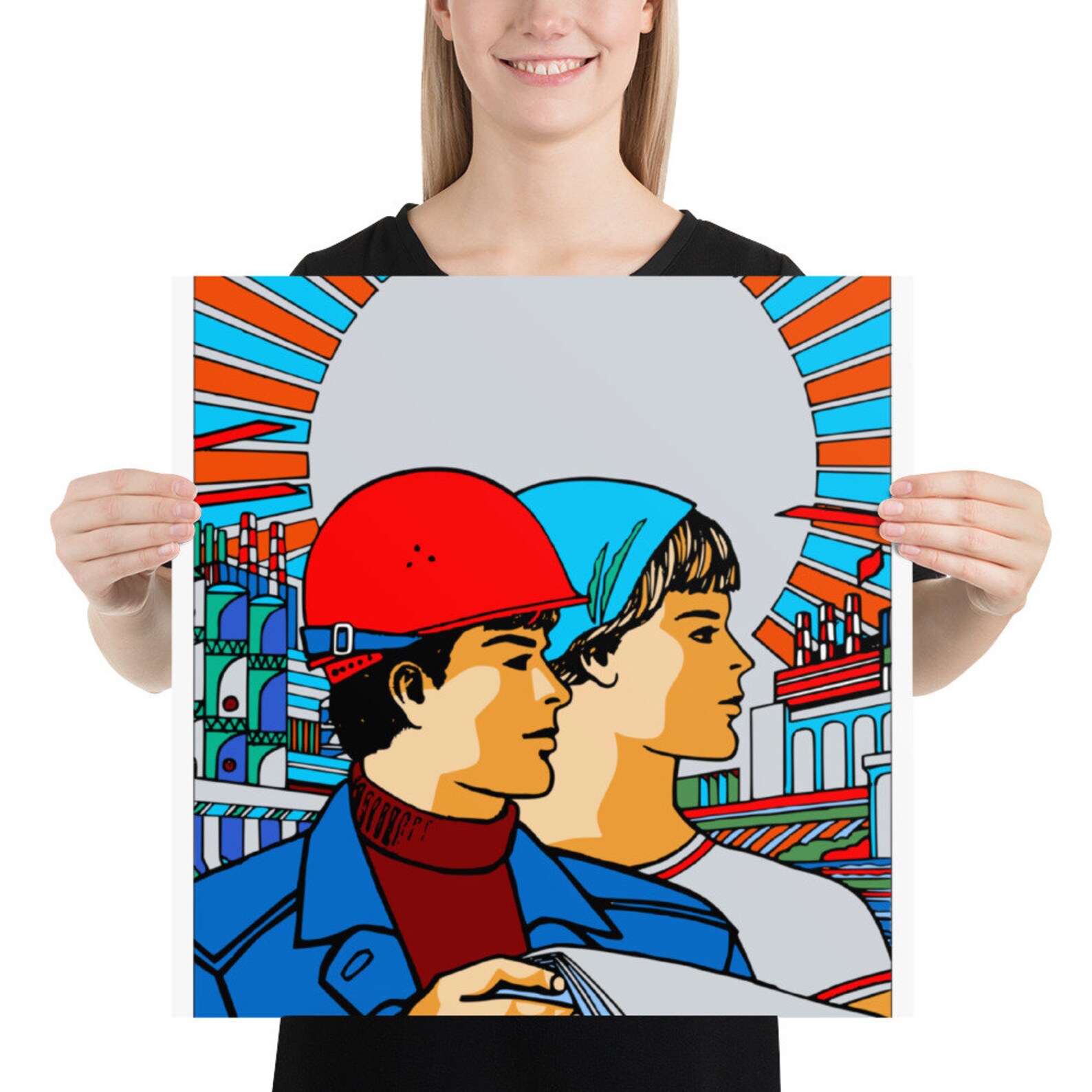 Soviet Worker's Poster Recolored Refinished Communist | Etsy