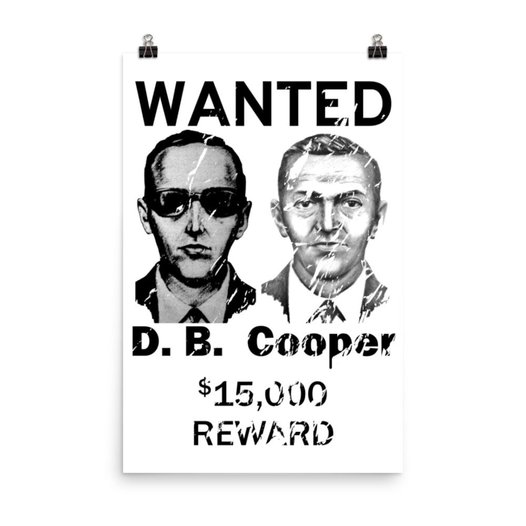 DB Cooper Wanted Poster - Criminal, FBI, Plane Hijacking, Unsolved ...