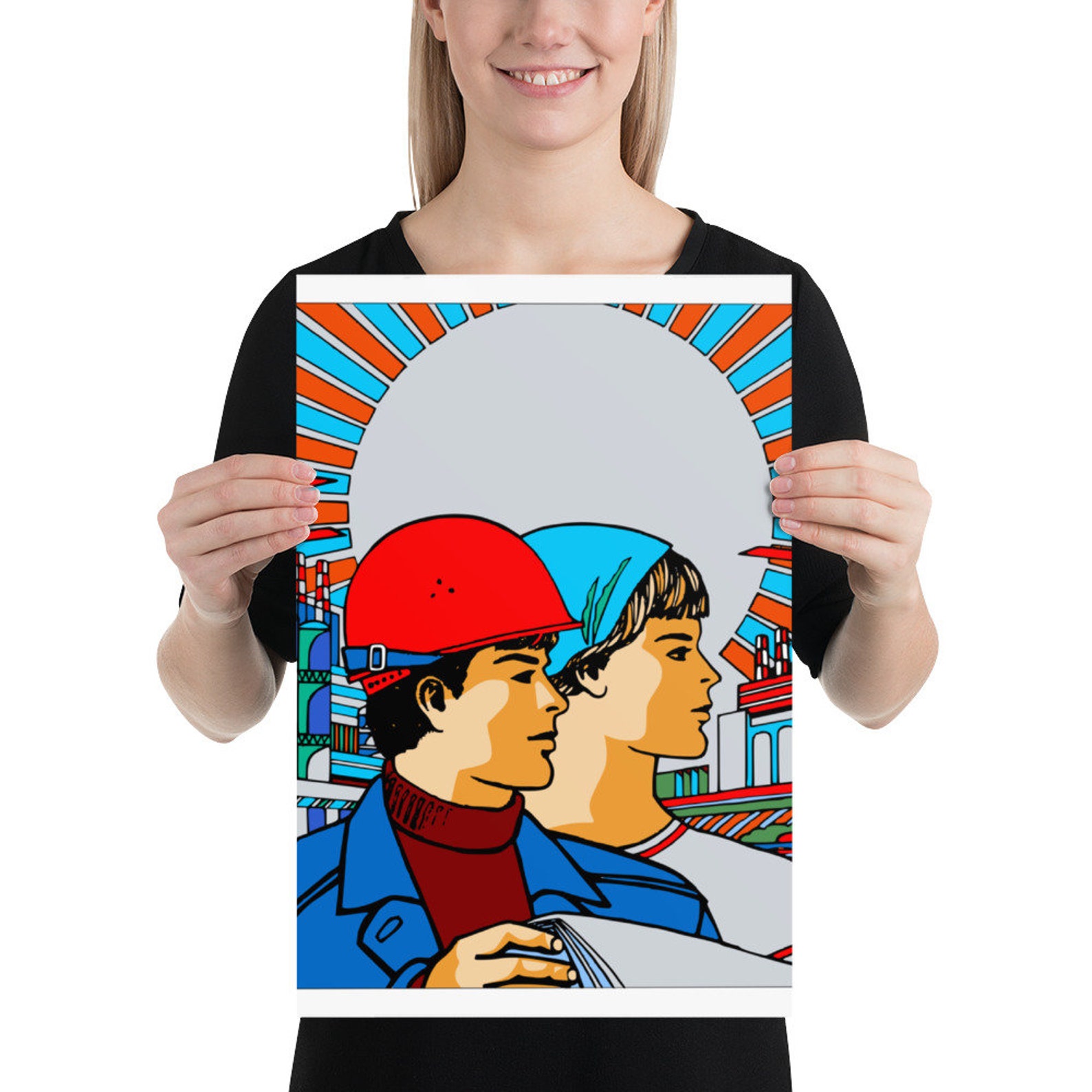 Soviet Worker's Poster Recolored Refinished Communist | Etsy