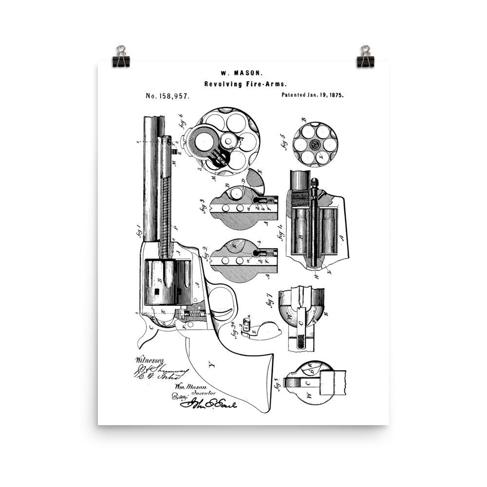 Single Action Army Patent - Colt, Peacemaker, Revolver, Blueprint ...