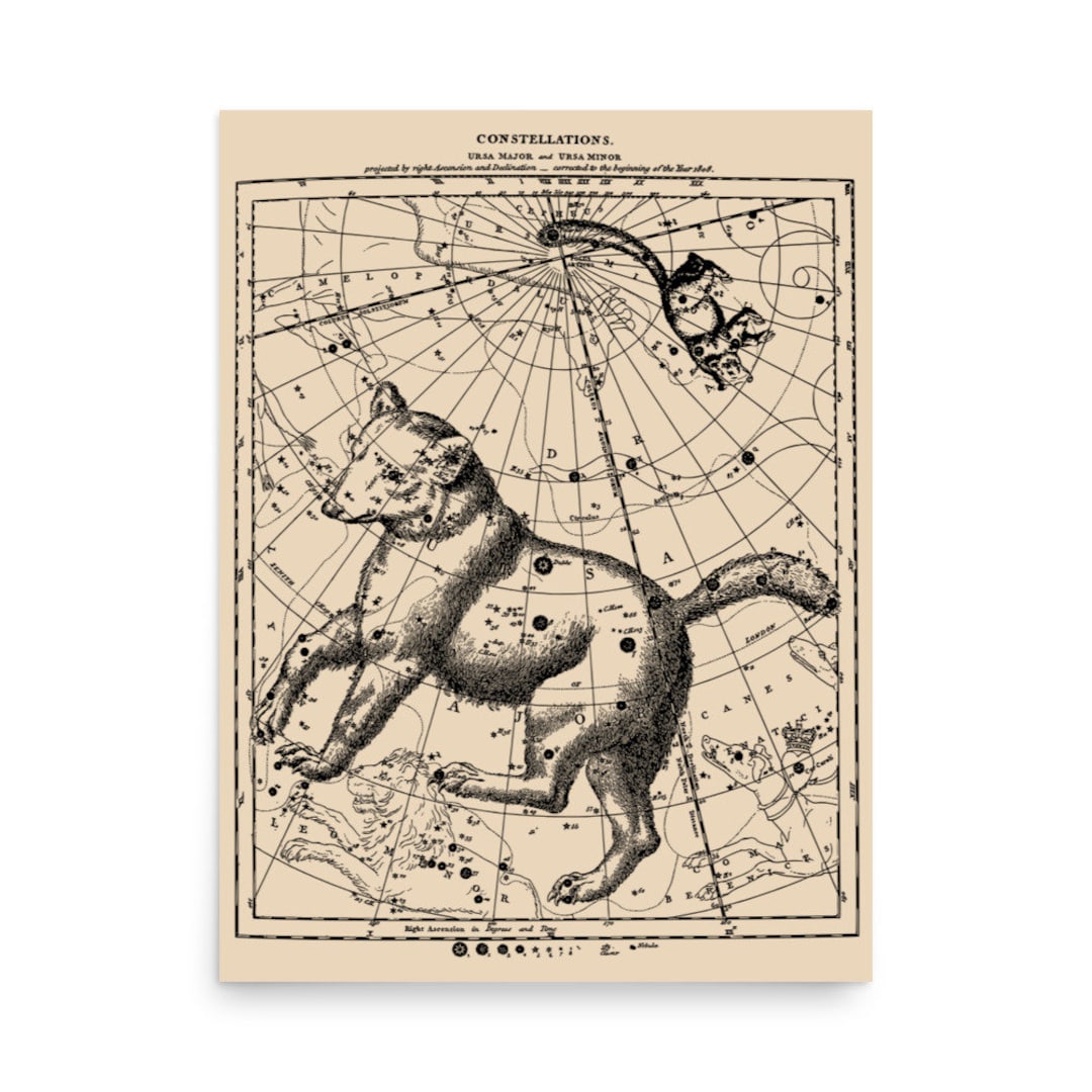 Ursa Major and Minor Constellation Map - Aesthetic, Astronomy, Space ...