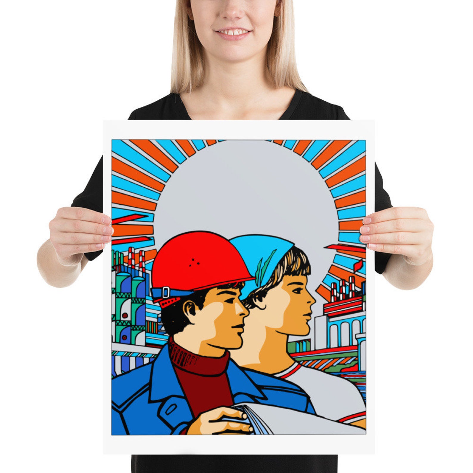 Soviet Worker's Poster Recolored Refinished Communist - Etsy