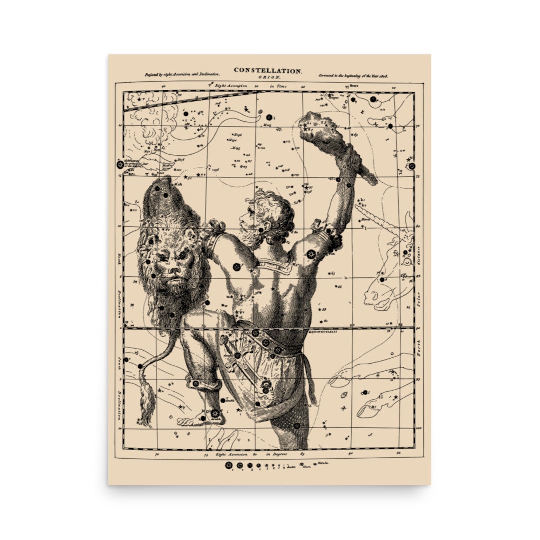 Orion Constellation Map - Aesthetic, Astronomy, Space Poster - Etsy