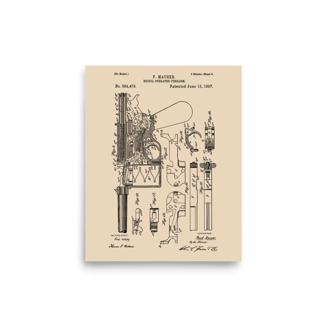 Mauser C96 Broomhandle Patent Blueprints Schematics - Etsy