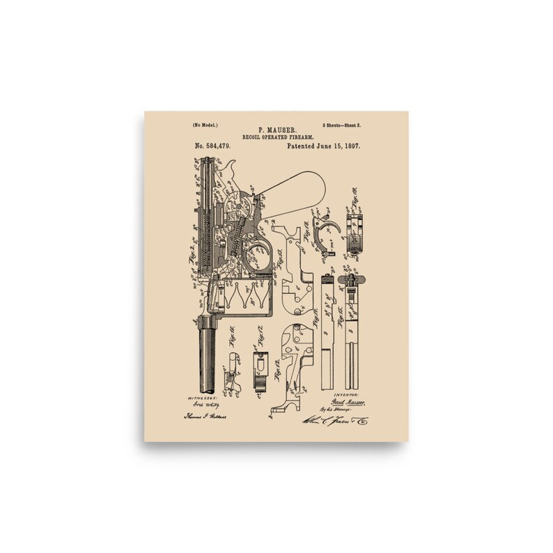 Mauser C96 Broomhandle Patent Blueprints Schematics - Etsy