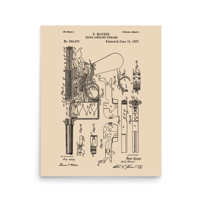 Mauser C96 Broomhandle Patent Blueprints Schematics - Etsy