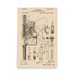 Mauser C96 Broomhandle Patent - Blueprints, Schematics, Gunsmith Poster ...