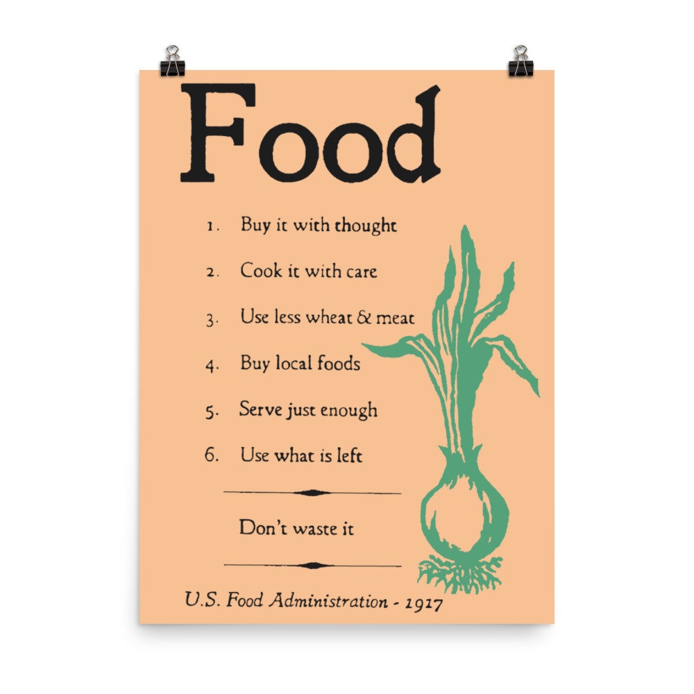 Food WW1 Rationing Poster World War 1 Propaganda Cooking | Etsy