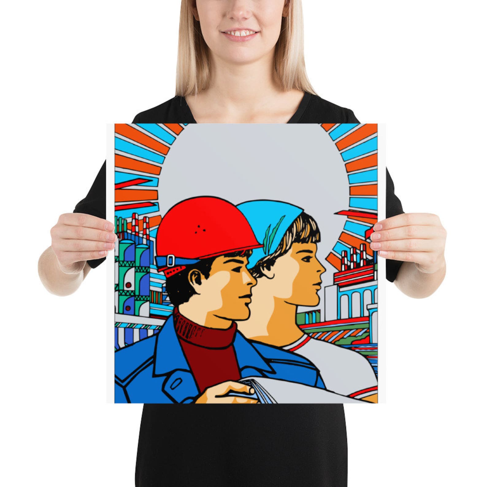 Soviet Worker's Poster - Recolored, Refinished, Communist, Propaganda ...
