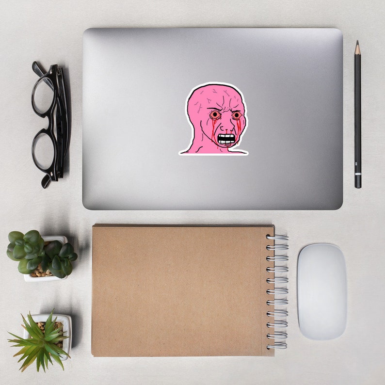 Pink Wojak Seething Meme Angry Sticker - Etsy