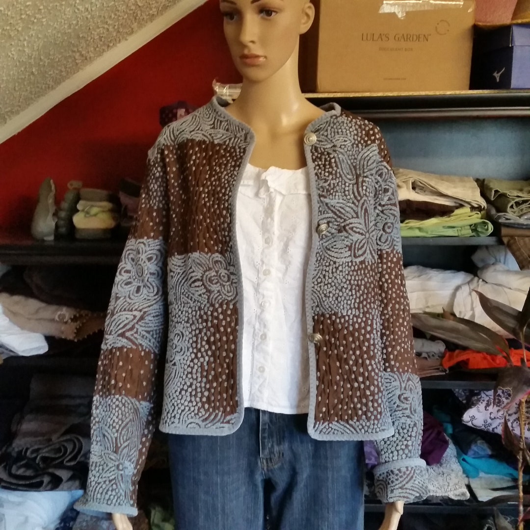 Khangura Reversible Jacket, Blue and Brown, Metal Buttons, US L - Etsy
