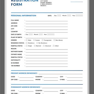 Registration Form Layout Template | Document Form Template ...