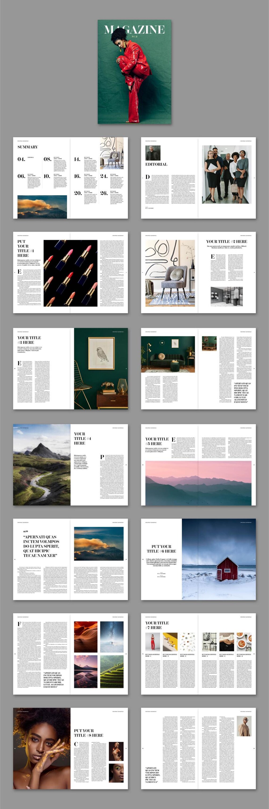 Magazine Brochure Layout | Minimalist Magazine Layout Template | Print ...