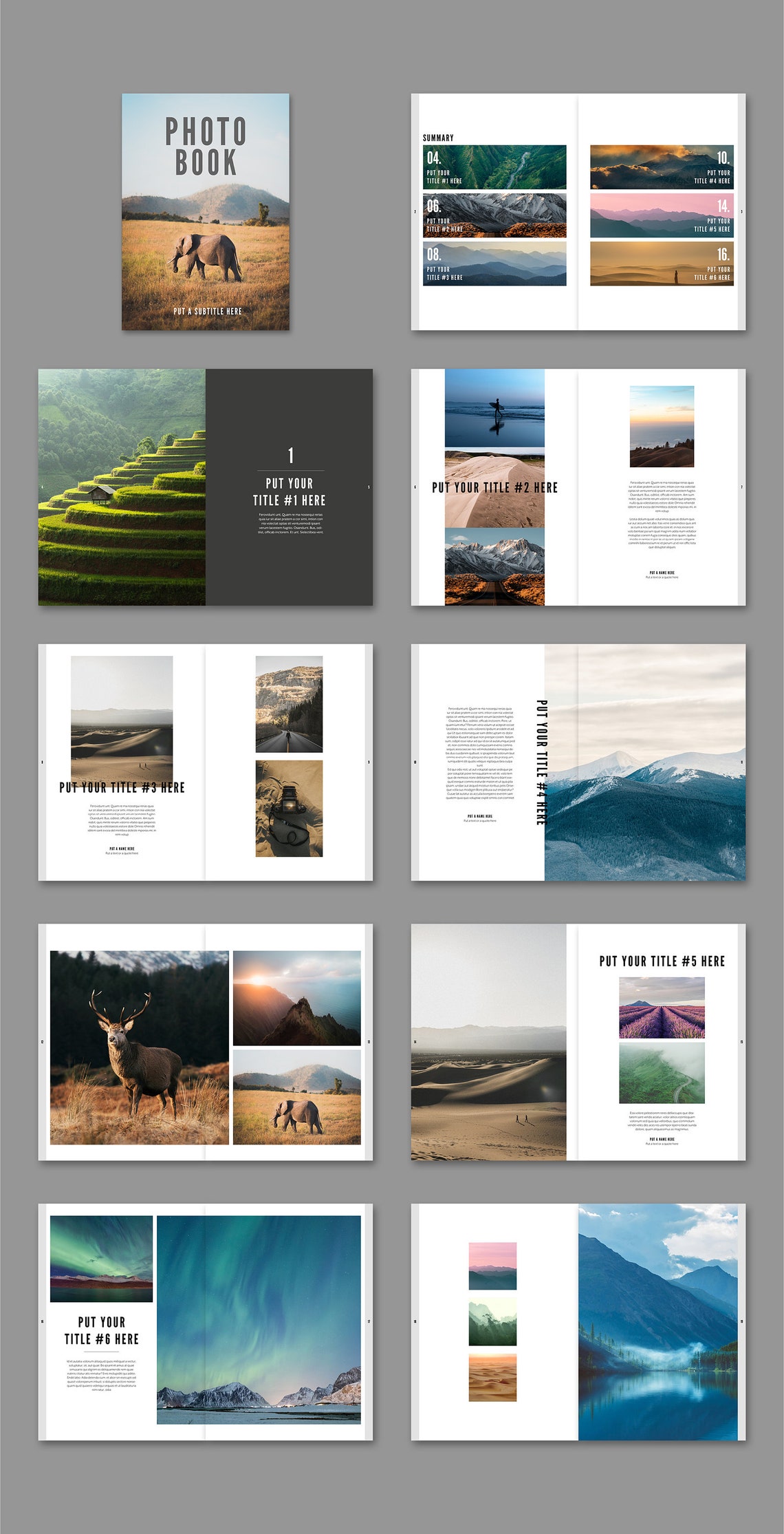 Photography Album Book Template Photography Portfolio Catalog Print Travel Project Landscape ...