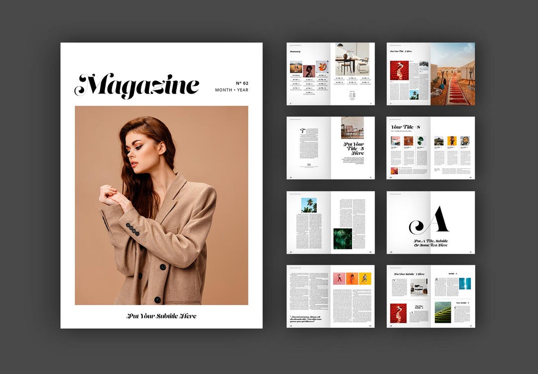Minimalist Print Magazine Layout Template | Book | Brochure Layout ...
