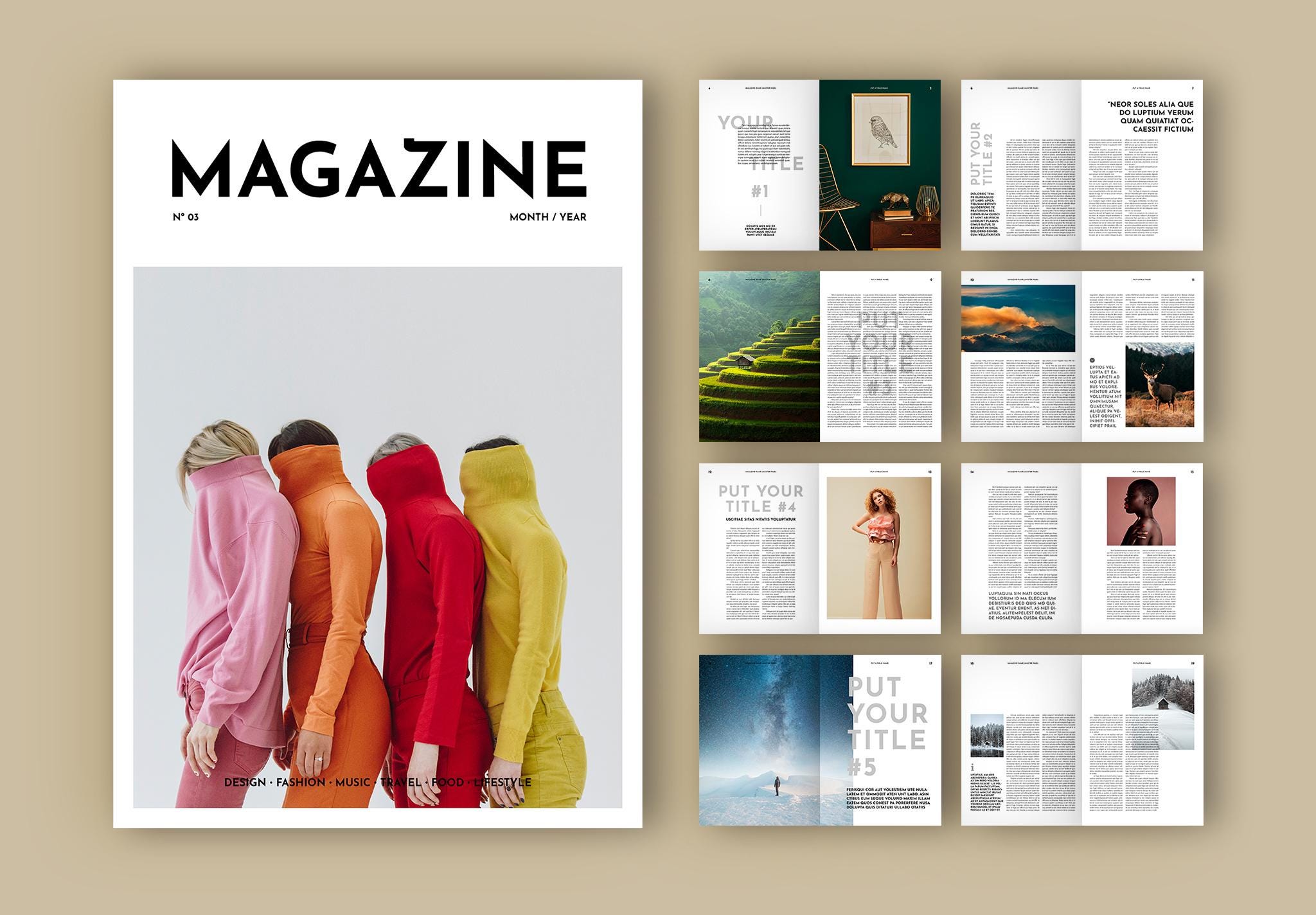 Minimalist Magazine Layout Template | Magazine Brochure Layout | Minimal Print Magazine Layout ...