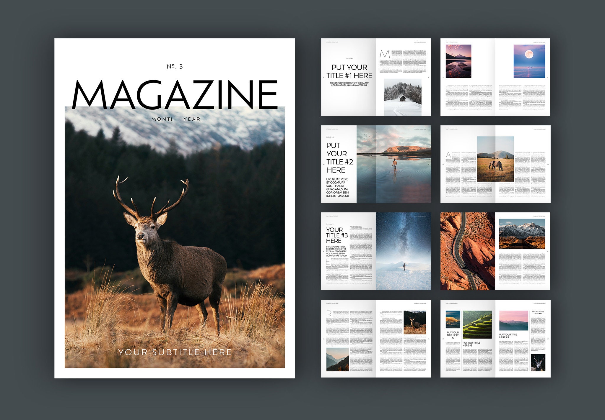 Travel Magazine Layout | Minimalist Magazine Layout Template | Print ...