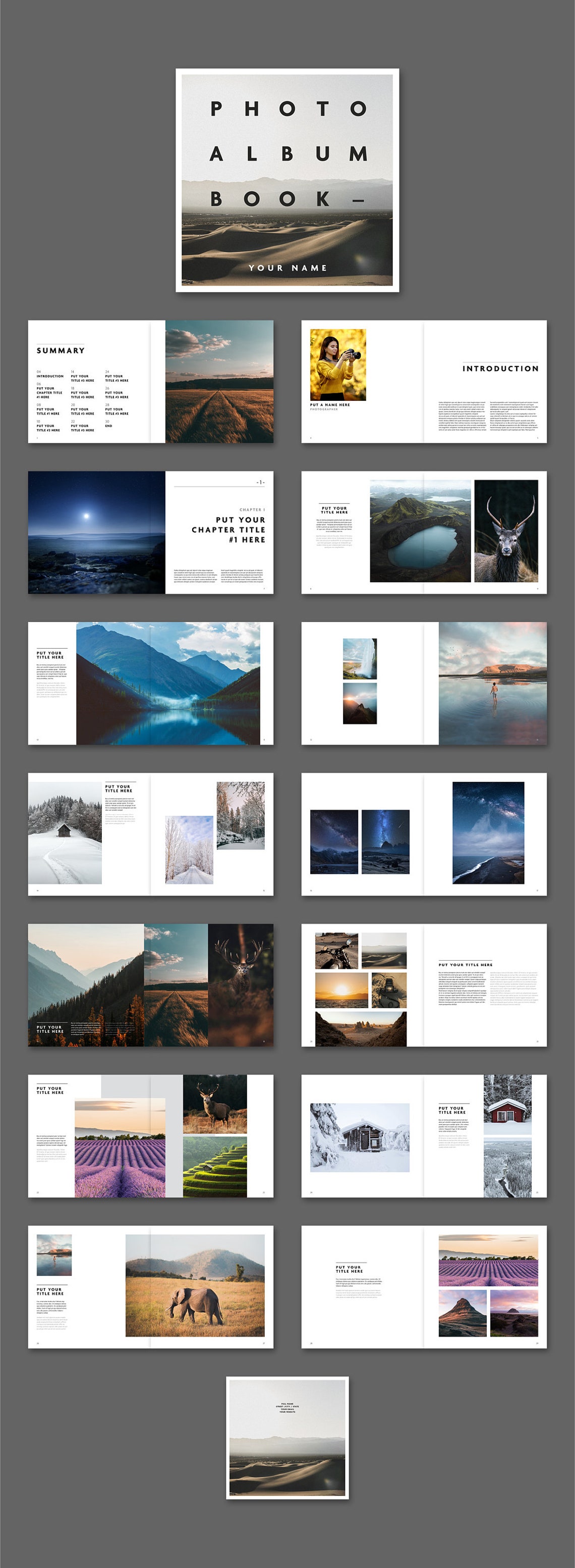 Square Photography Book Template | Photobook Layout | Photography Book ...