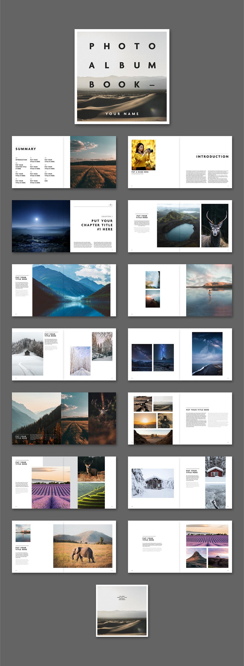Square Photography Book Template | Photobook Layout | Photography Book ...