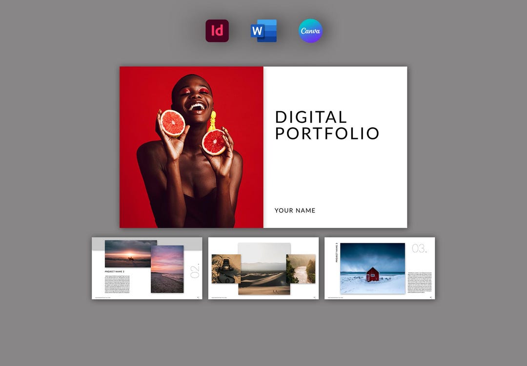 Digital Portfolio Layout Template | Indesign | Canva | Powerpoint ...