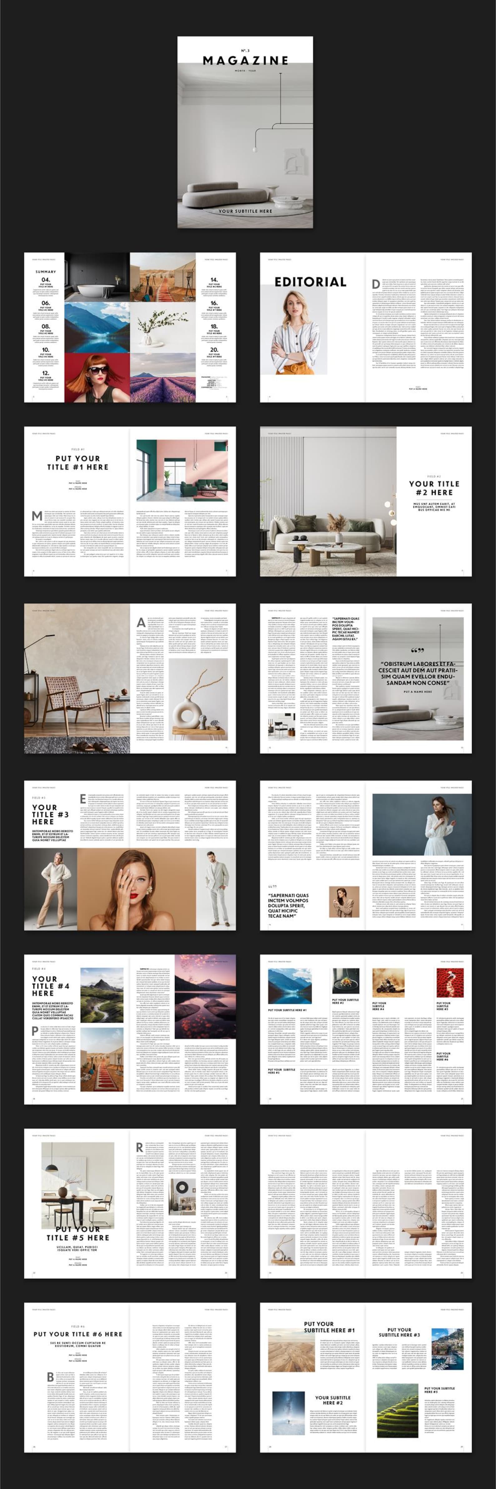 Minimalist Magazine Layout Template | Magazine Brochure Layout | Print ...