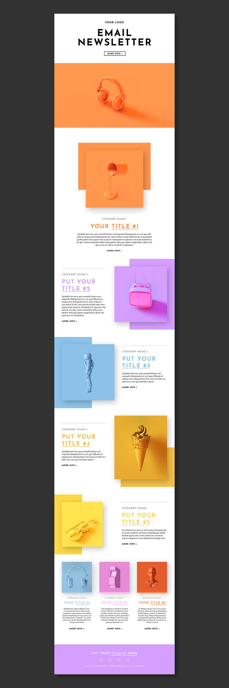 Colorful Email Newsletter Layout Template Email Marketing Digital Email ...
