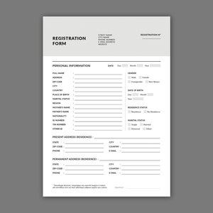 Registration Form Layout Template | Document Form Template ...