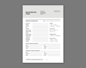 Registration Form Layout Template | Document Form Template ...