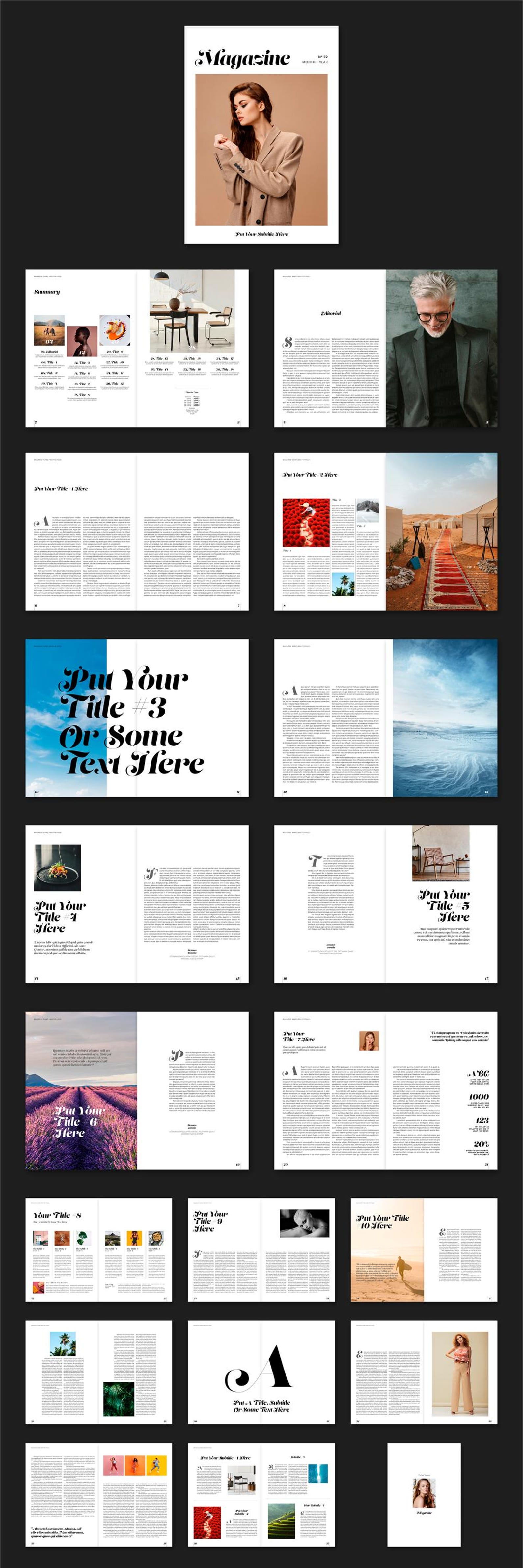 Minimalist Print Magazine Layout Template | Book | Brochure Layout ...