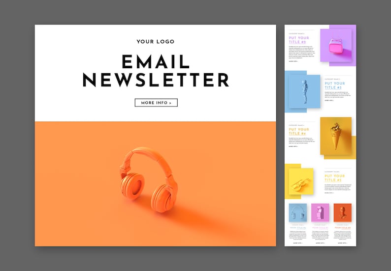 Colorful Email Newsletter Layout Template | Email Marketing | Digital ...