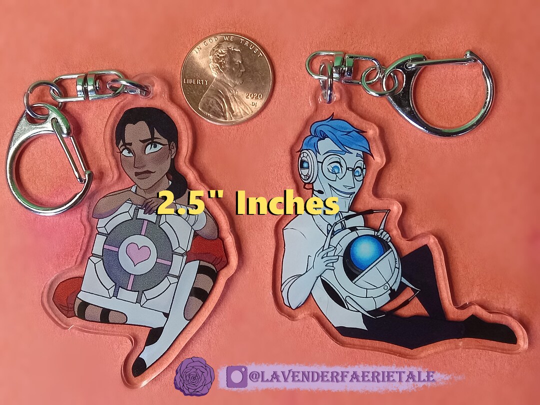 Chell and Wheatley Portal 2 Acrylic 2.5 Inches Double Sided Charm ...