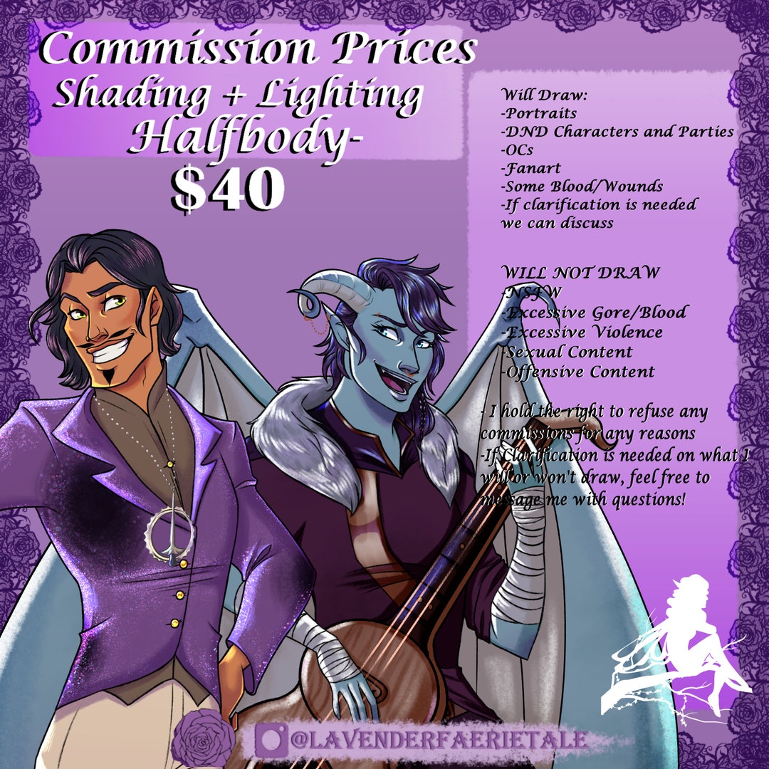 Custom Digital Illustrated SINGLE DND/RPG Character Halfbody Shading ...
