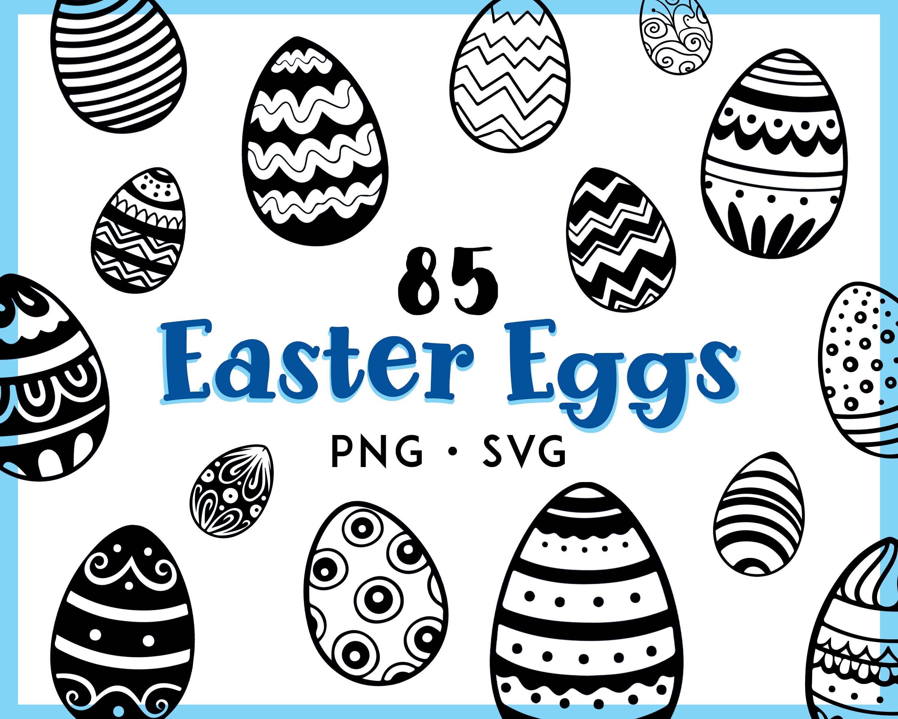 85 Easter Eggs PNG SVG Bundle, Spring Printable Clip Art, Digital ...