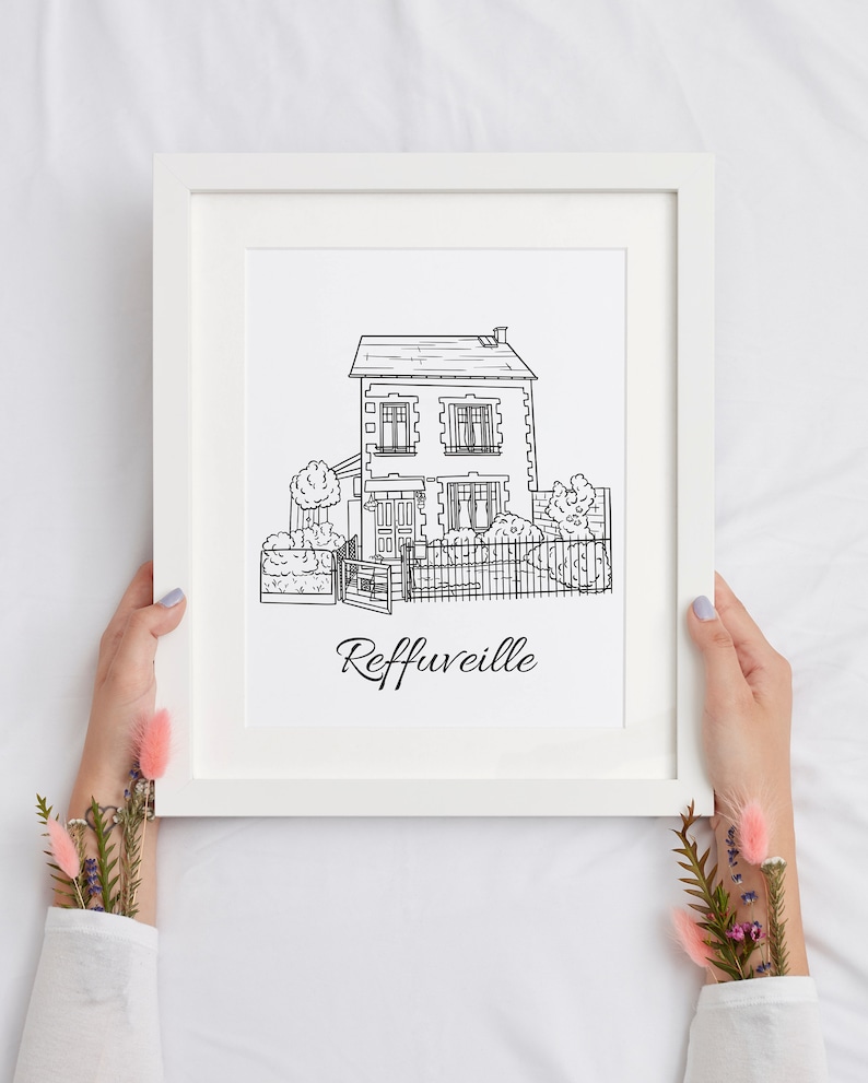 Custom House & Building Line Art Illustration Hand Drawn Real - Etsy