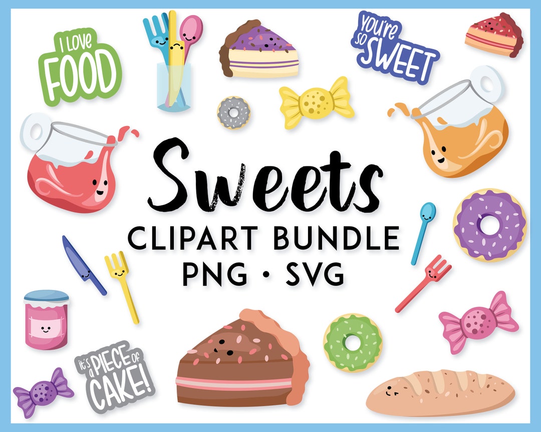 Sweets Clipart Bundle Set, 110 Dessert Rainbow Graphics, Colorful ...
