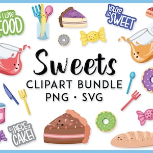 Sweets Clipart Bundle Set, 110 Dessert Rainbow Graphics, Colorful ...