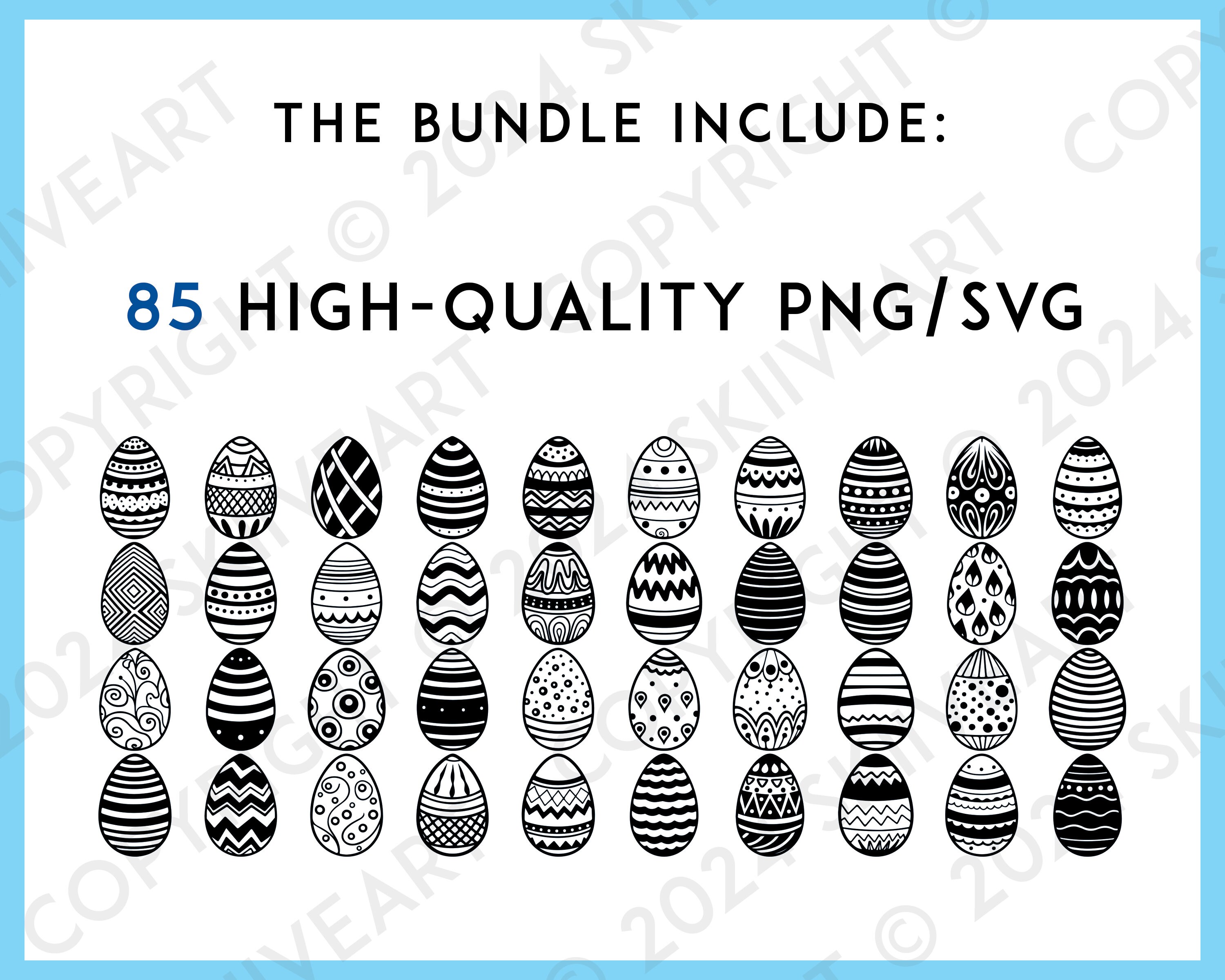 85 Easter Eggs PNG SVG Bundle, Spring Printable Clip Art, Digital ...
