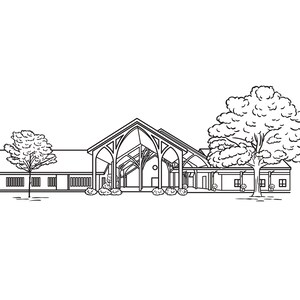 Custom House & Building Line Art Illustration, Hand Drawn Wedding Venue ...