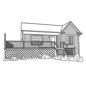 Custom House & Building Line Art Illustration, Hand Drawn Wedding Venue ...