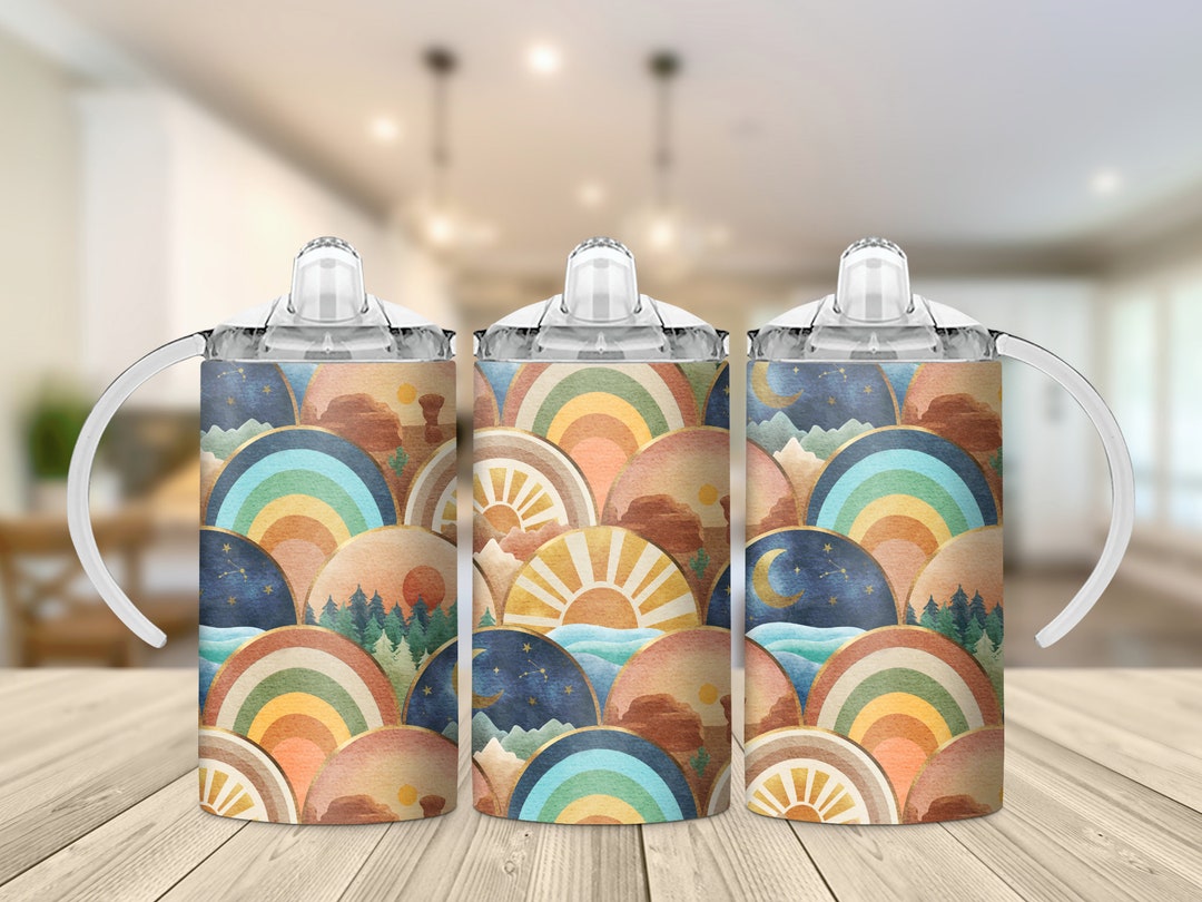 Boho Rainbow Sippy Cup Boho Baby Gift Retro Baby Floral Baby Baby Cup ...