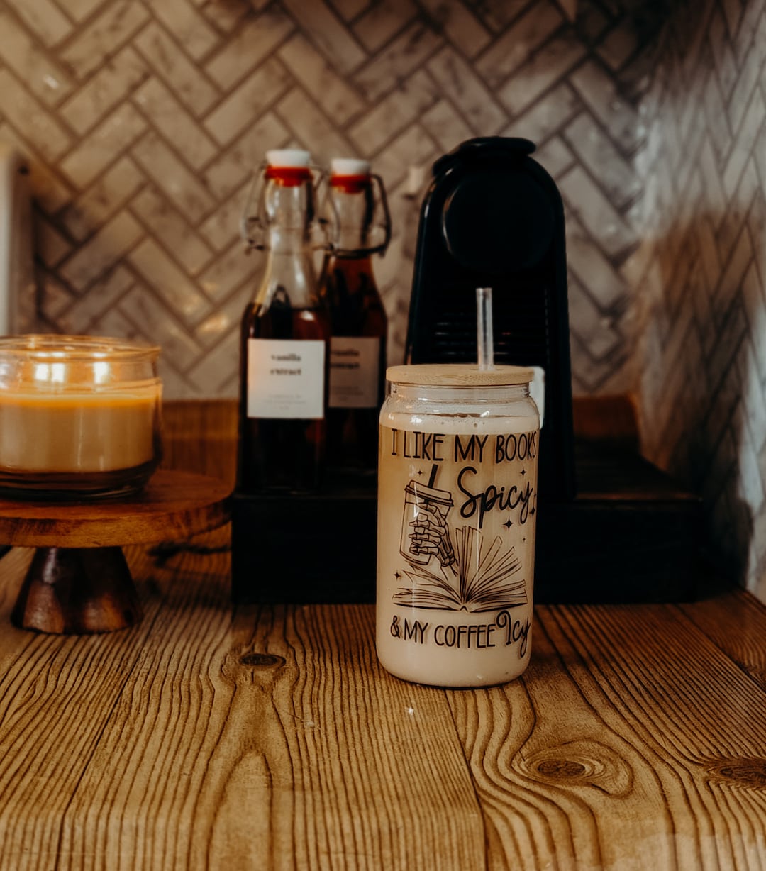 Book Iced Coffee Cup, Reader Iced Coffee Glass With Lid, Booktok Gift ...