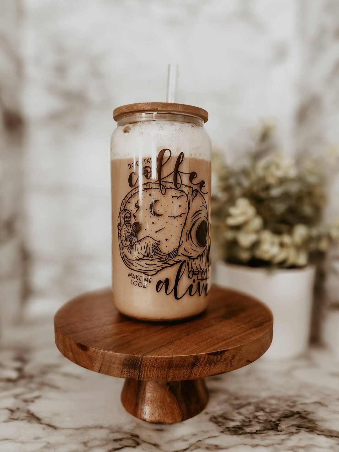 Skeleton Iced Coffee Cup New Mom Iced Coffee Glass Spooky Iced Coffee ...