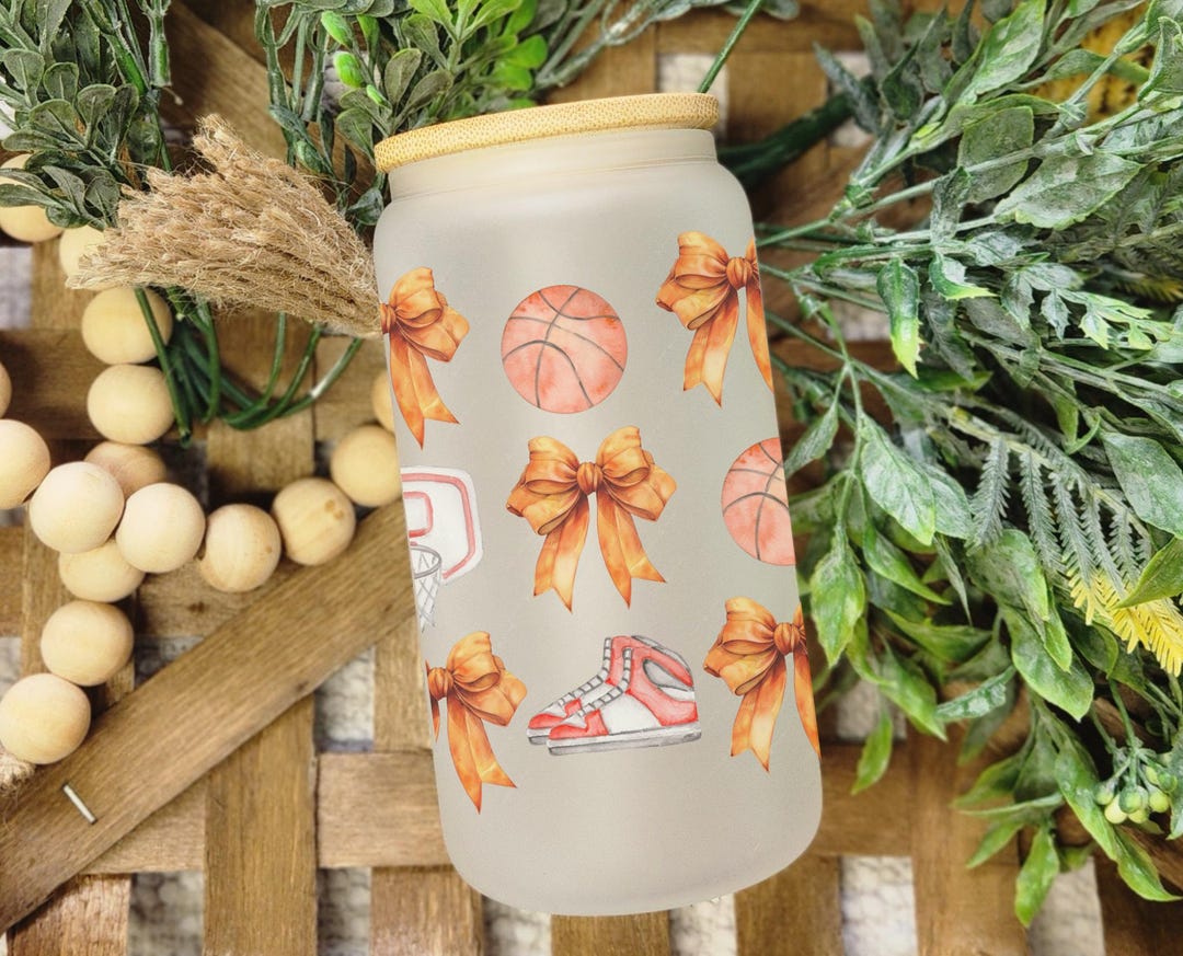 Basketball Iced Coffee Glass, Iced Coffee Glass, Gifts for Her, Game ...