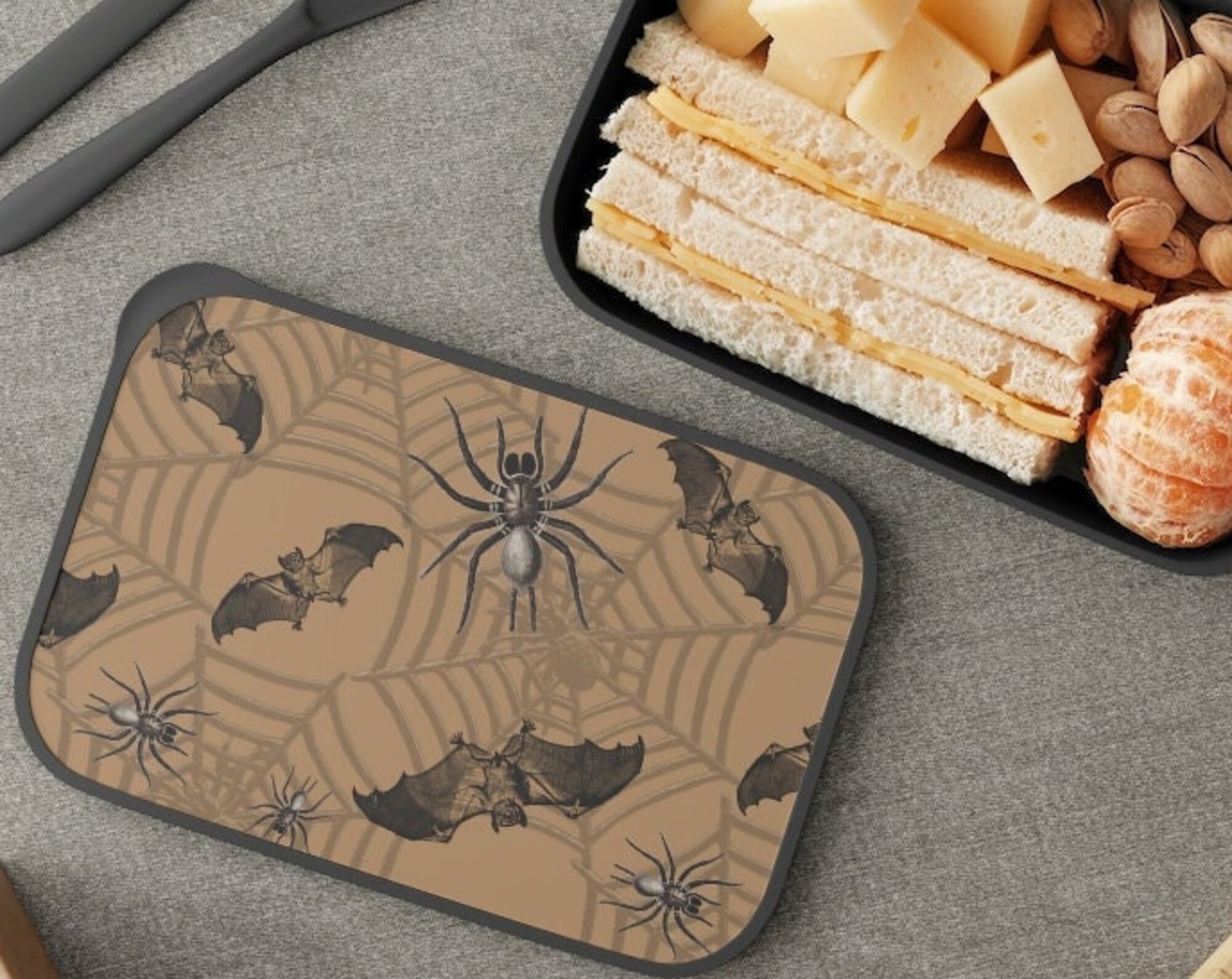 Halloween Bento Box - Goth Bats And Spiders