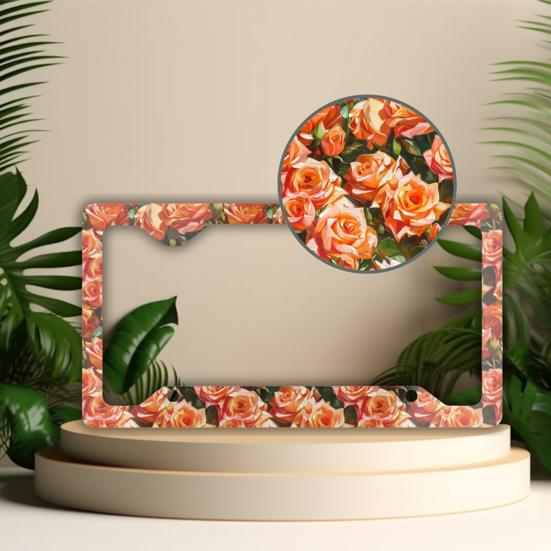 Roses License Plate Frame, Floral Car Decor, Car Accessories for Women ...